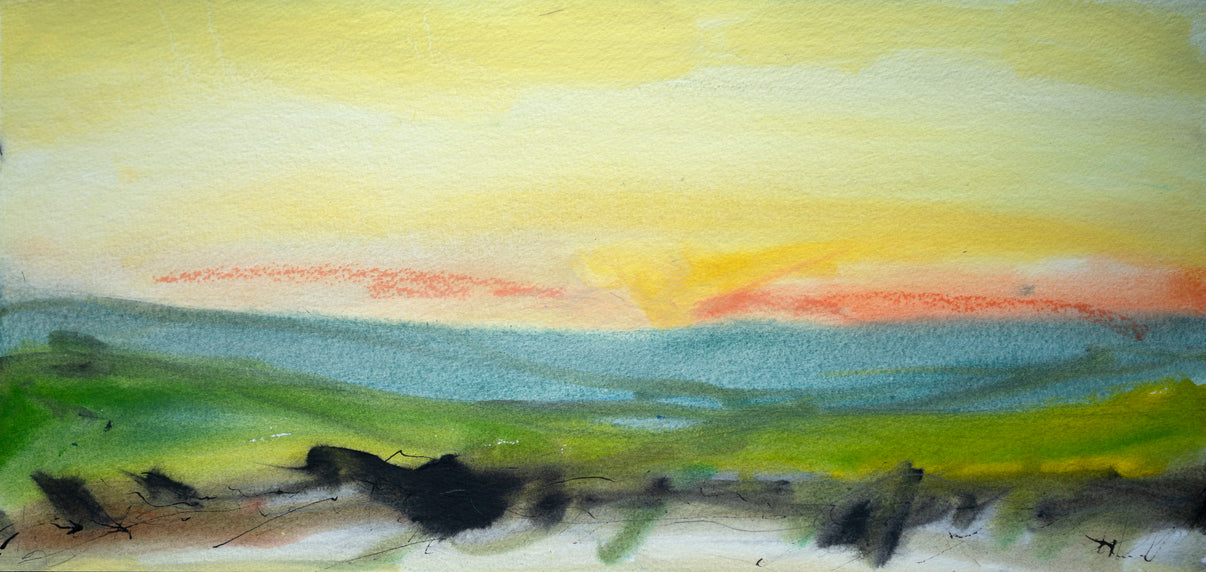 Heather Burning at Dusk looking towards Clitherbeck – Zillah Bell Gallery